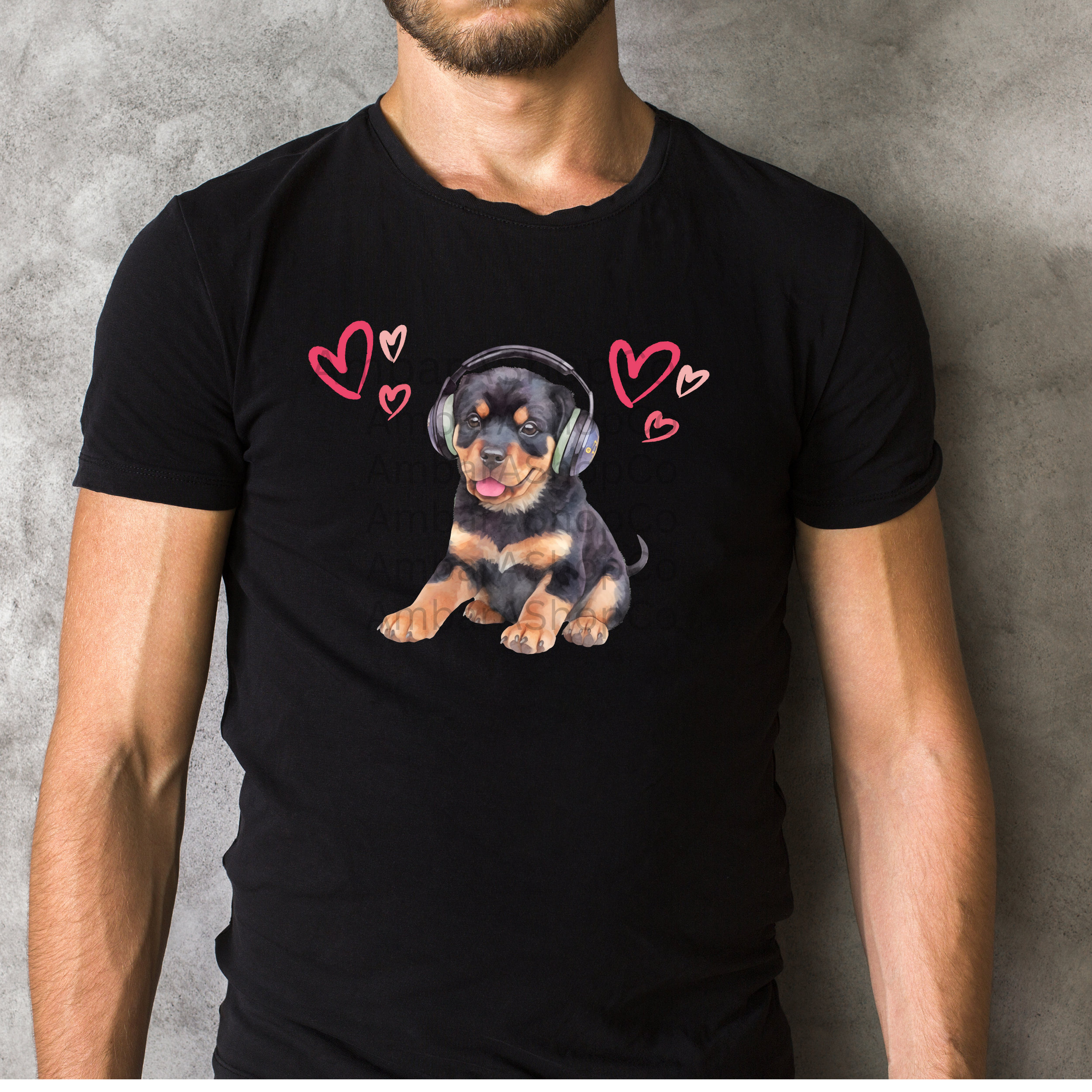 Rottweiler With Headphones Png Rottweiler Png Dog With Headphones Dog ...