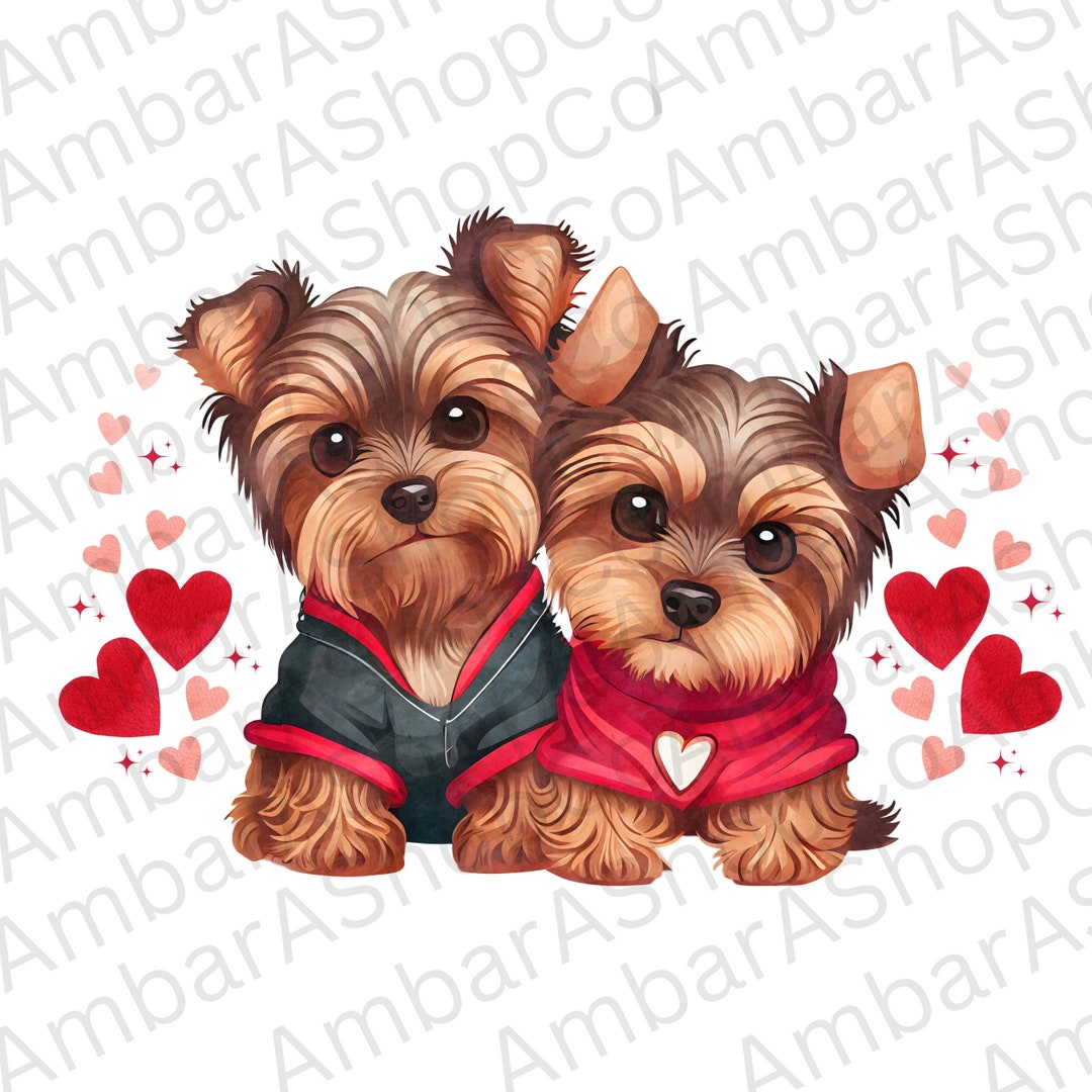 Valentine’s Day Dog Png Yorkie Png Watercolor Yorkshire Terrier Dog ...