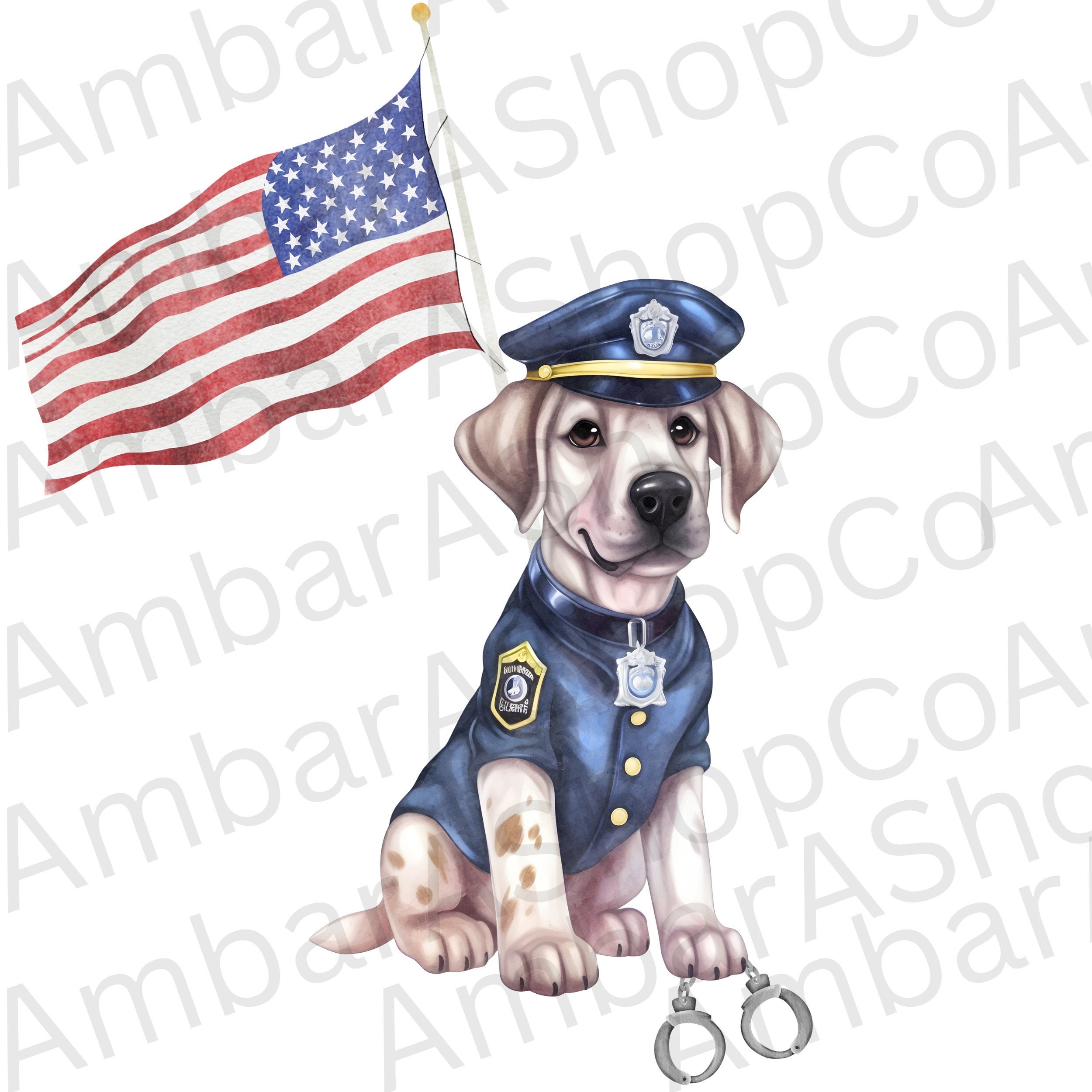 Great Dane Png Police Dog Png Back the Blue USA Flag Police Lives ...