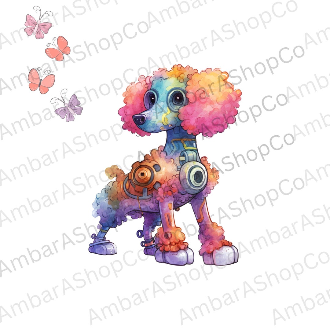 Half Robot Poodle Png Poodle Mom Svg Watercolor Poodle Dog Poodle Owner ...