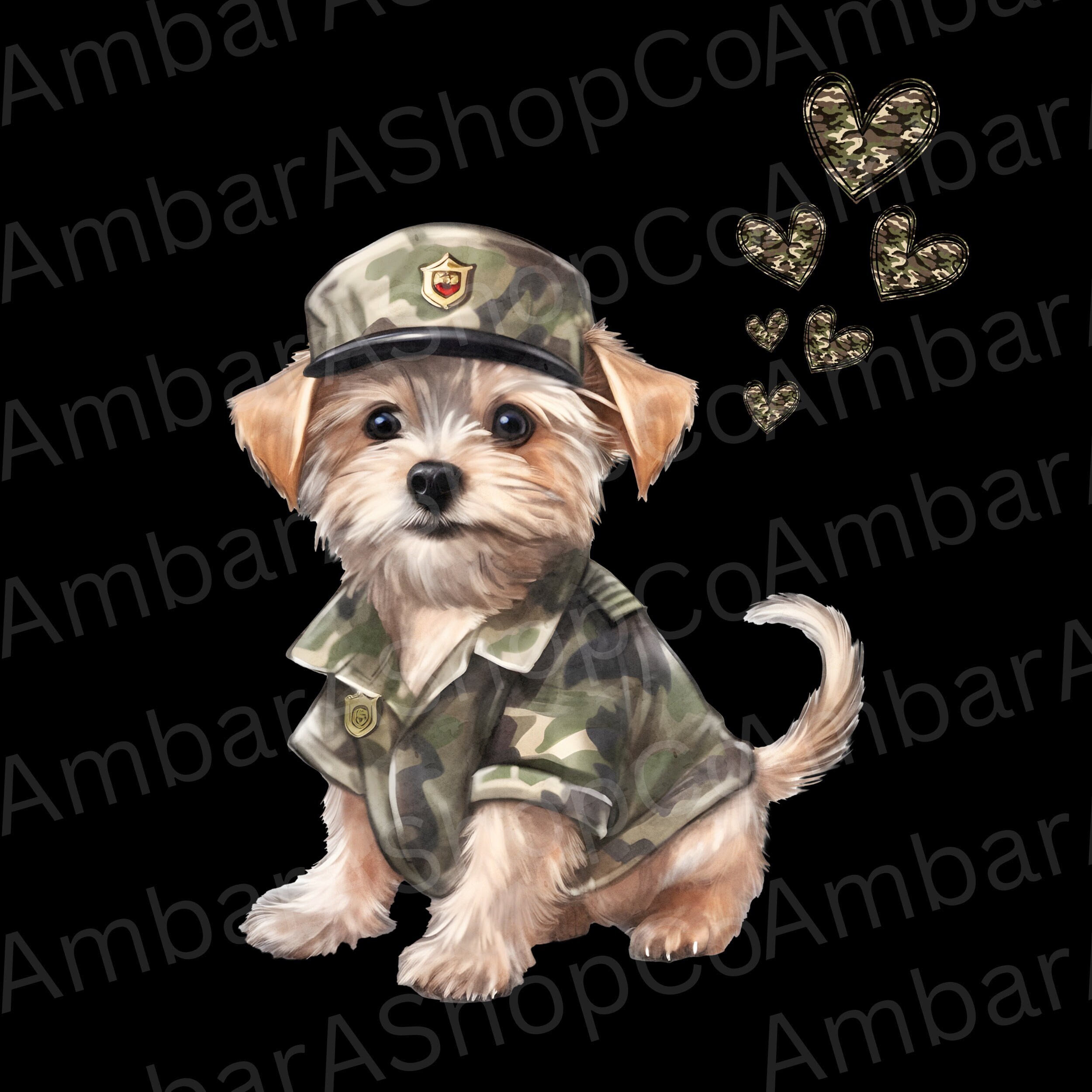 Yorkie PNG Dog PNG Sublimation Design Army Dog Digital - Etsy