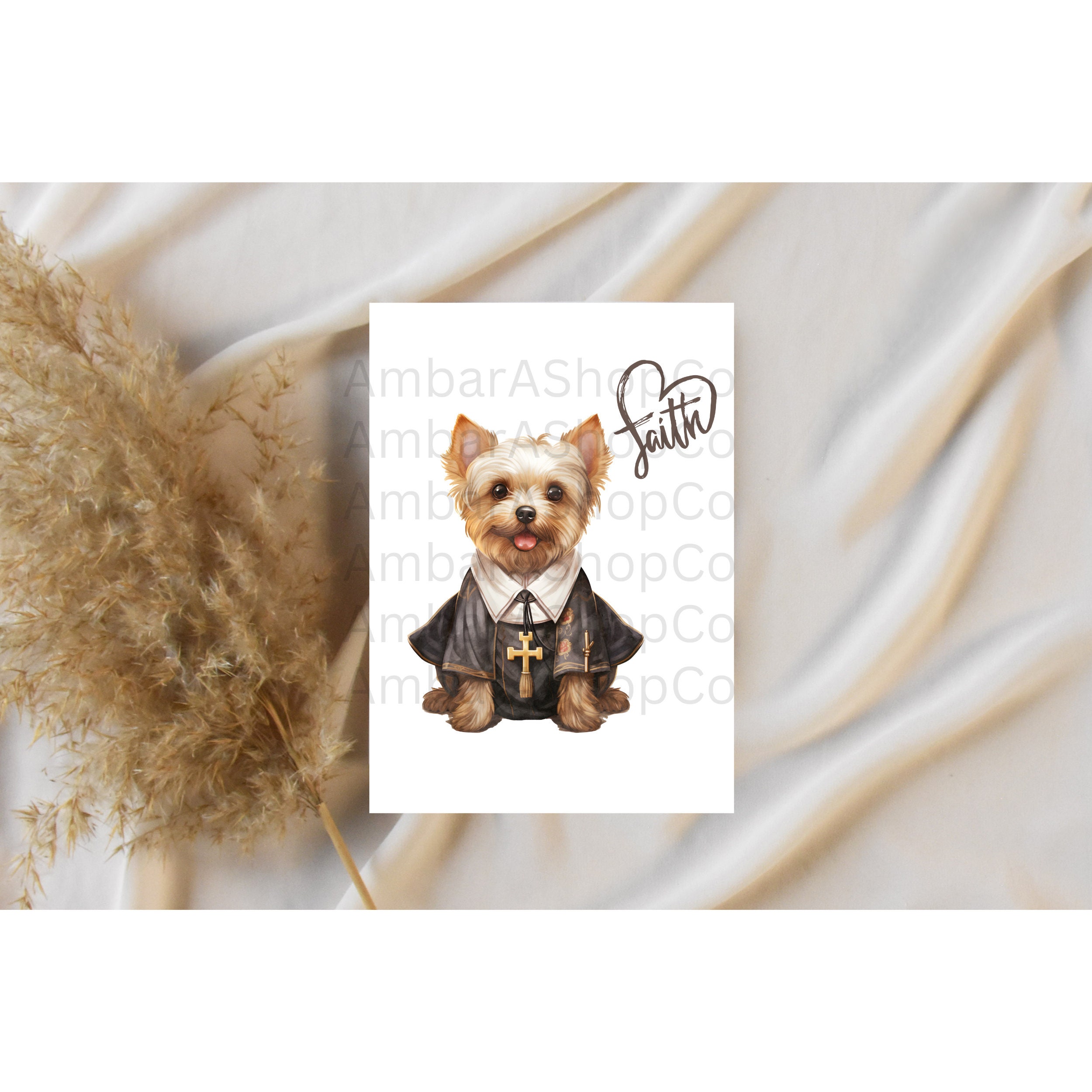 Priest PNG Watercolor Yorkie Priest Faith Png Christian Dog Png Gift ...