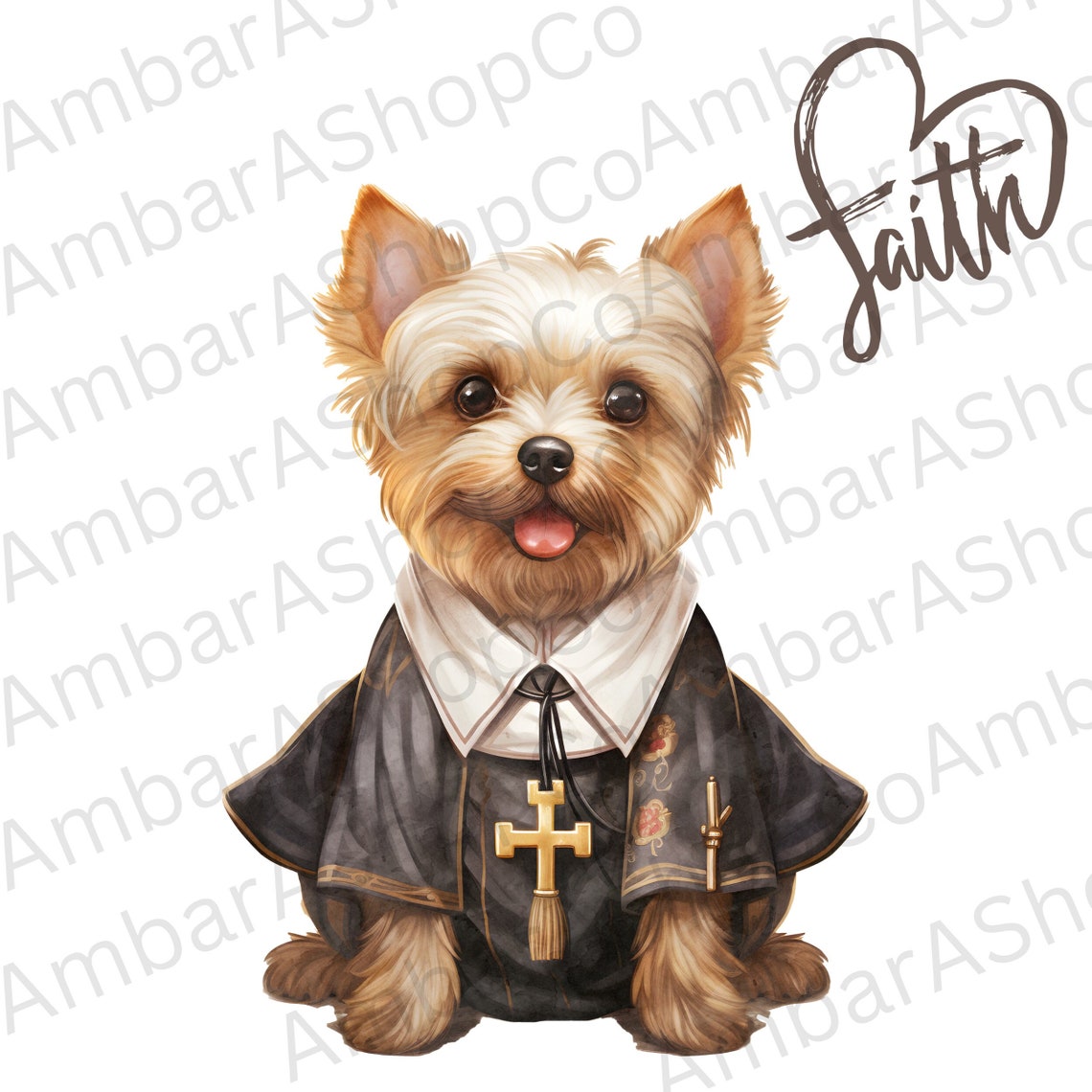 Priest PNG Watercolor Yorkie Priest Faith Png Christian Dog - Etsy