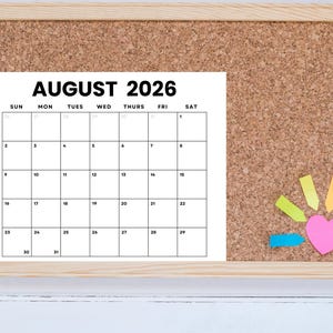 August 2026 Monthly Calendar Printable: Minimalist PDF (sunday/monday ...