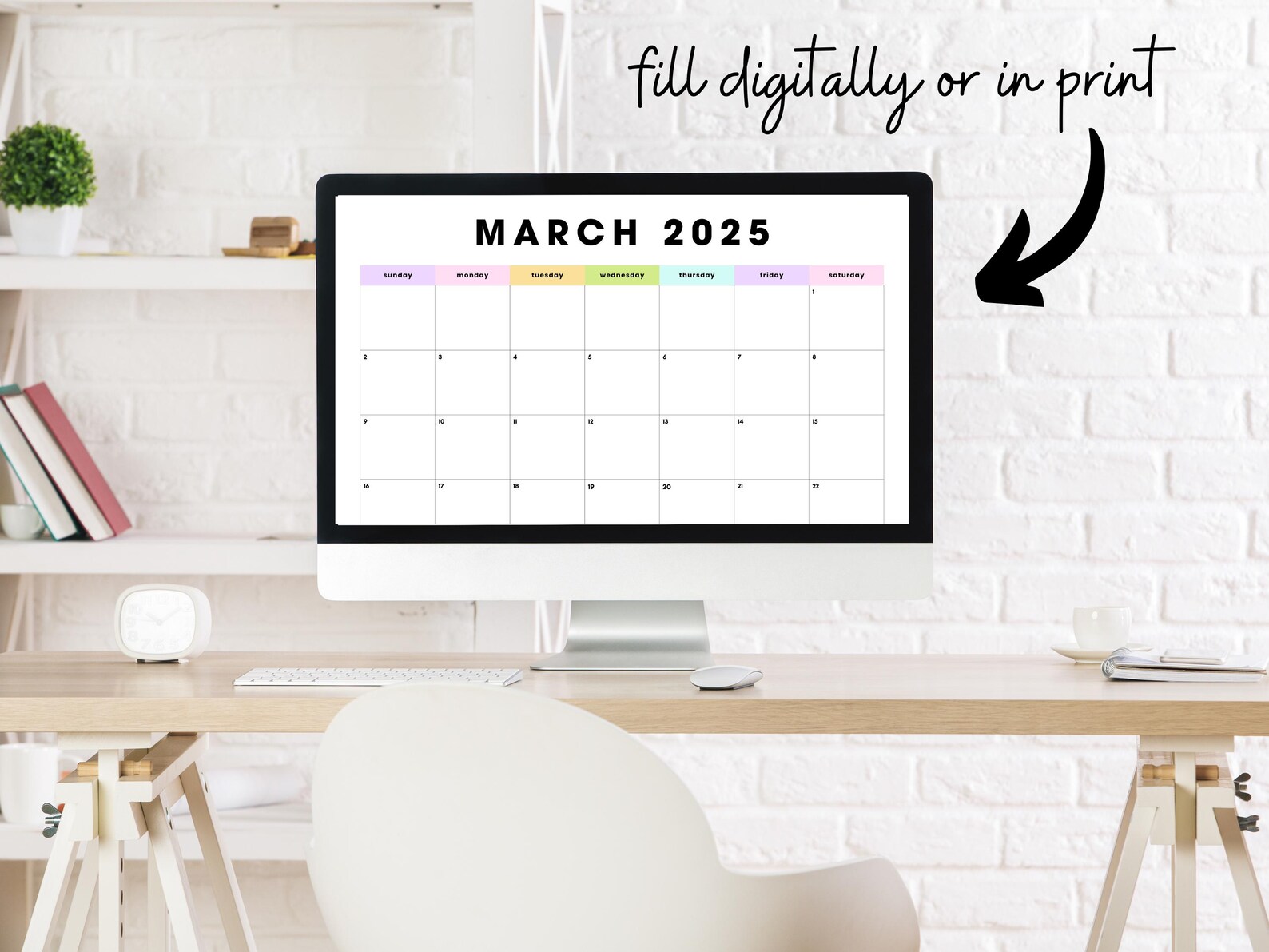March 2025 Minimalist Colorblock {PASTELS} | Monthly Calendar Printable ...