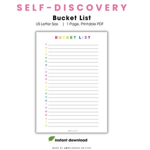 Rainbow Bucket List Printable | Joyplanner Template | Digital Download ...