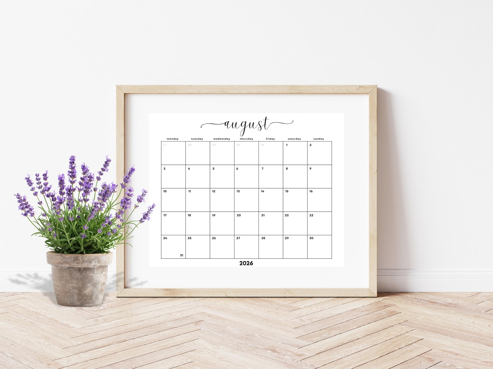 August 2026 Minimalist Calendar Printable (letter PDF) | Sunday ...