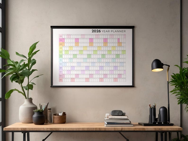 Minimalist Large Wall 2026 Yearly Calendar: Landscape (printable PDF ...