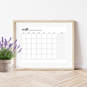 Blank Monthly Calendar Printable PDF | Minimalist Undated Perpetual ...
