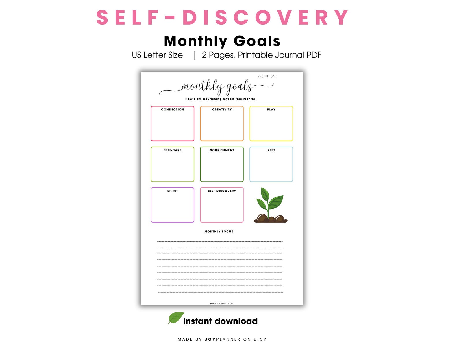 Monthly Self-care Goal Worksheet | Holistic Planning (digital Download ...