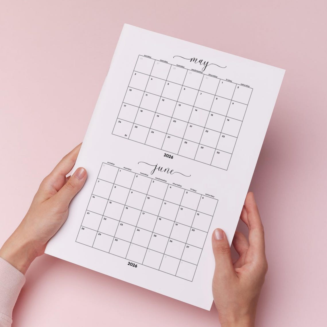 2026 Minimalist Calendar Printable: Cursive Monthly Planner (PDF ...