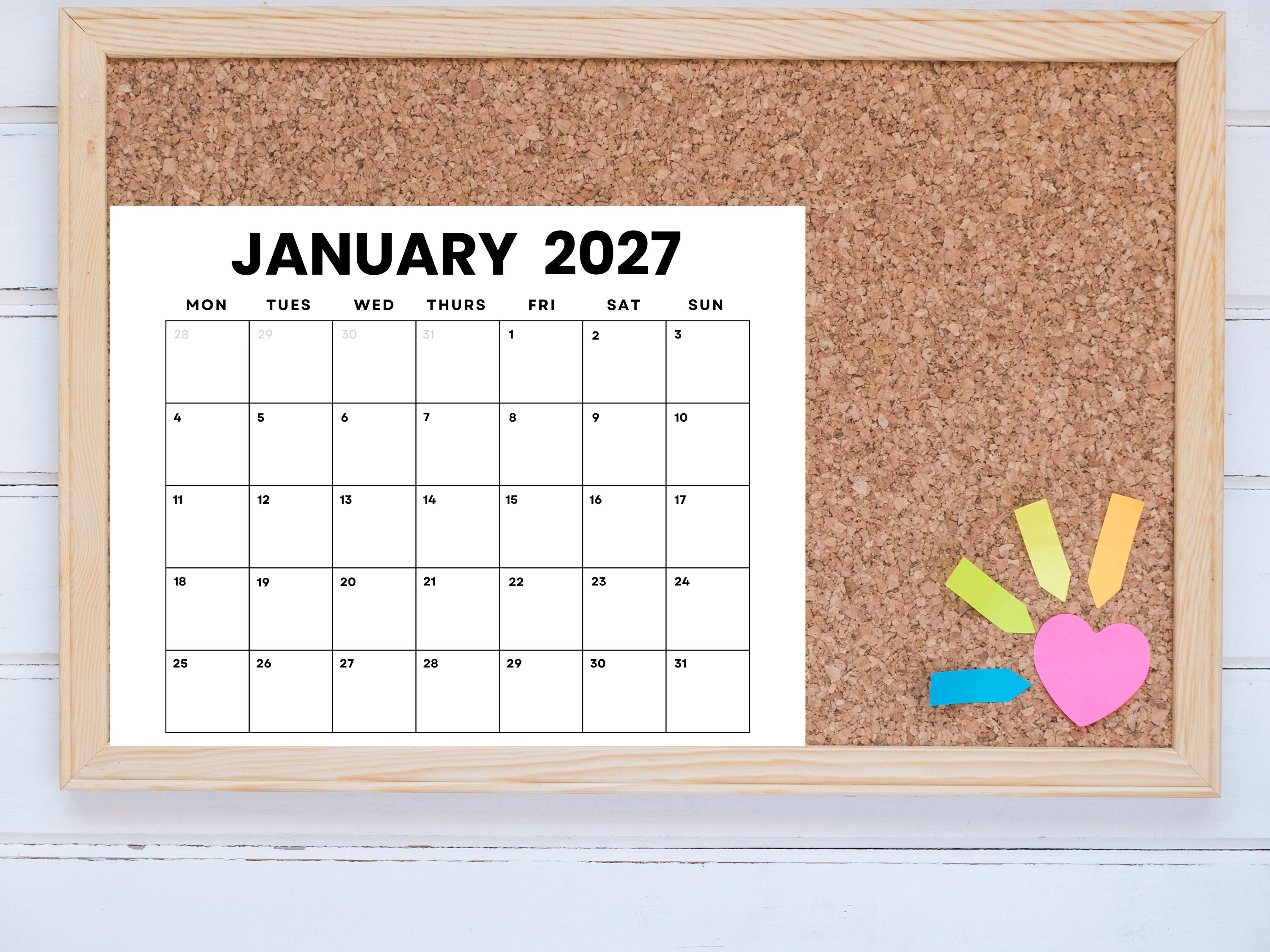 January 2027 Calendar Printable: Minimalist Landscape Design (PDF) - Etsy