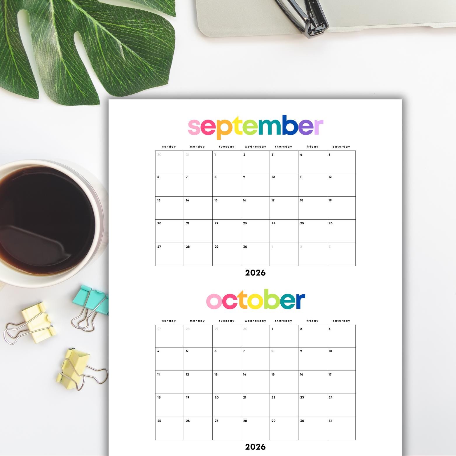 2026 Minimalist Calendar Printable: Cursive Monthly Planner (PDF ...