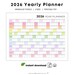 Minimalist Large Wall 2026 Yearly Calendar: Landscape (printable PDF ...