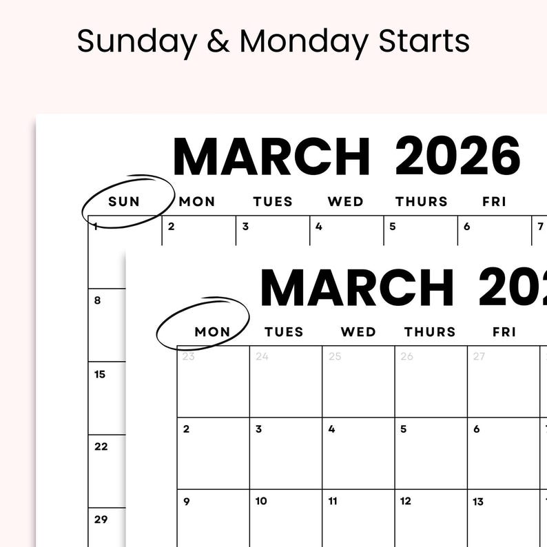 March 2026 Printable Calendar: Minimalist Monthly Planner (digital ...