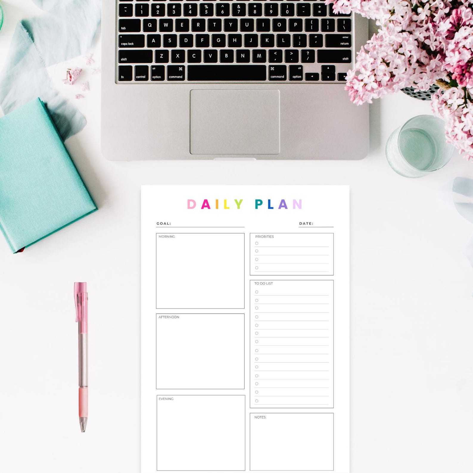 Minimalist Rainbow Daily Planner Printable PDF| Instant Digital ...