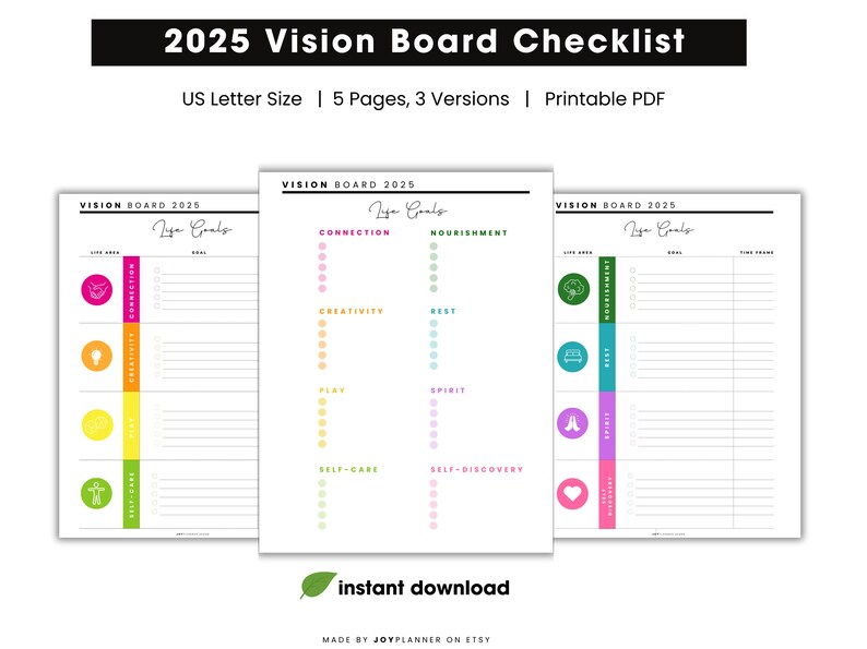 2025 Vision Board Checklist | Life Goals Planner (digital Download) - Etsy