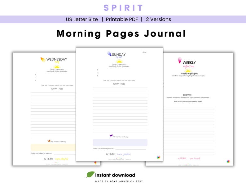 Printable Morning Pages Journal | Daily Gratitude, Self-love (PDF) - Etsy