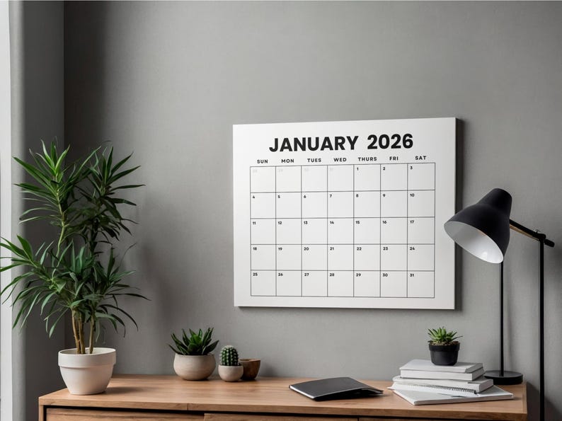 January 2026 Minimalist Dated Calendar Printable (PDF)| Sun + Mon ...