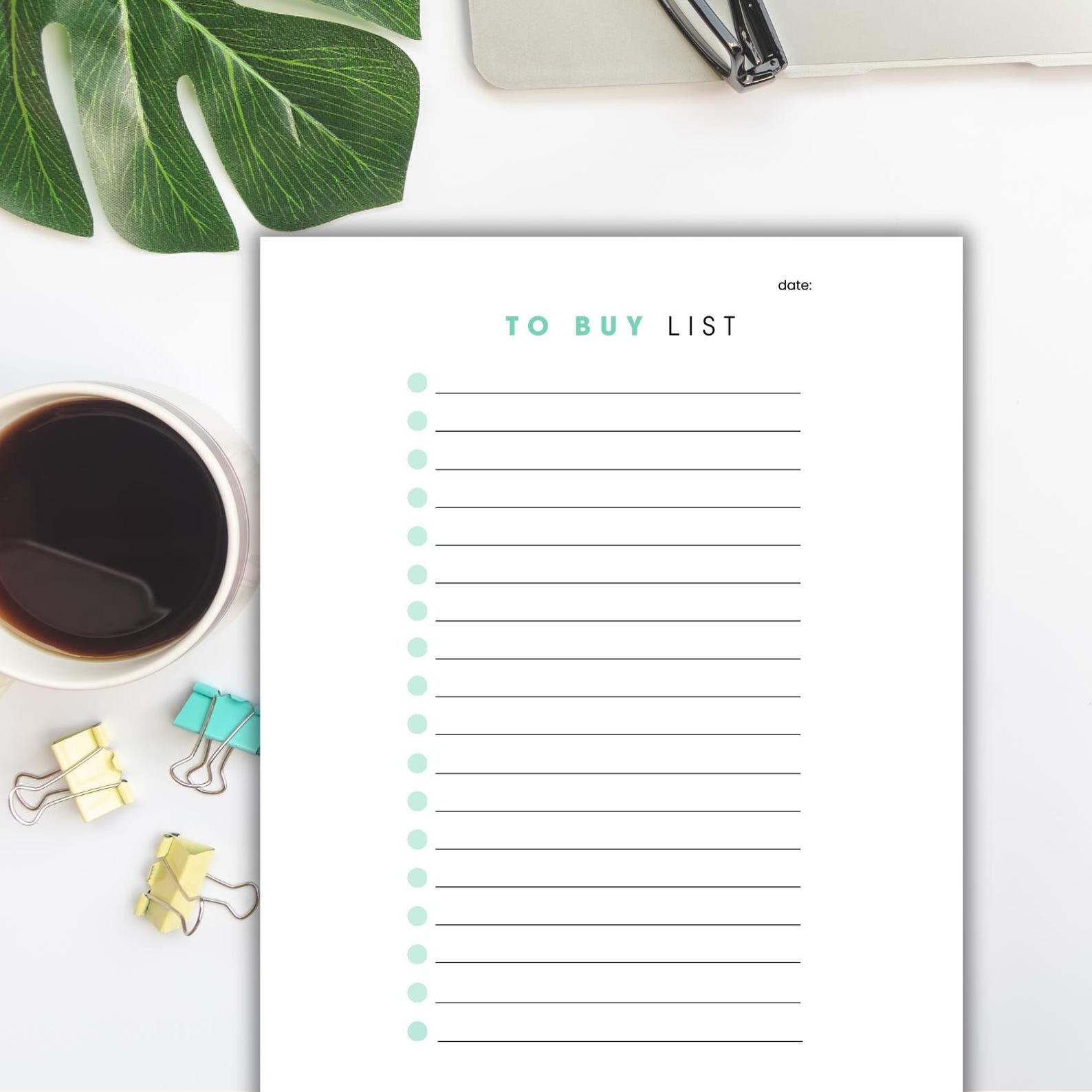 Minimalist To-buy List Printable | Shopping List Template (digital ...