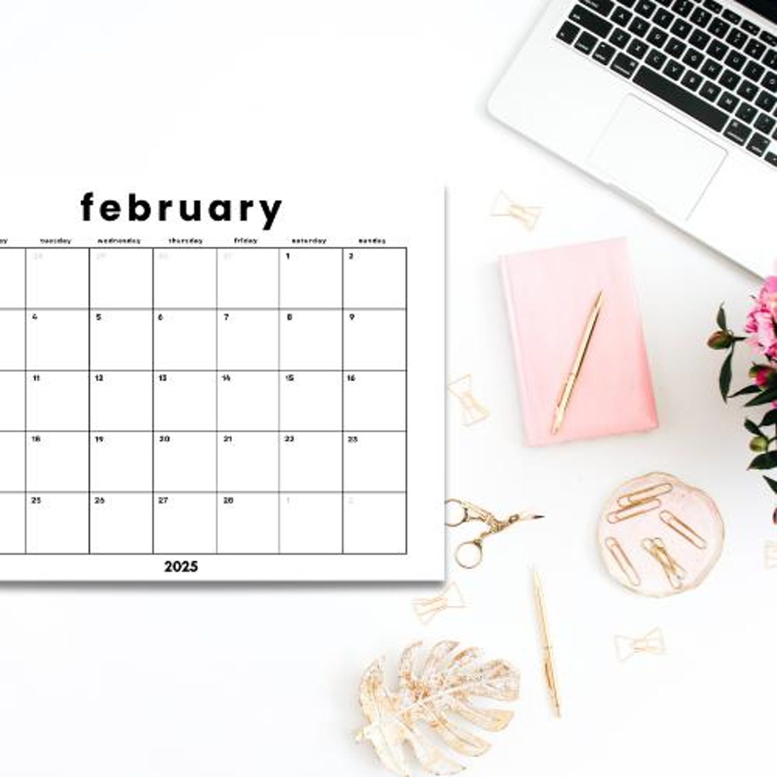 Dated February 2025 Minimalist Monthly Calendar Printable PDF| Instant ...