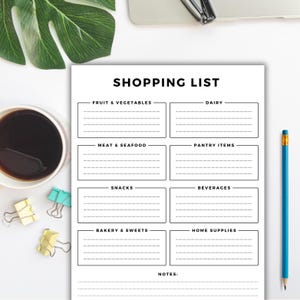 Shopping List Digital Download | Minimalist Printable PDF| Instant ...