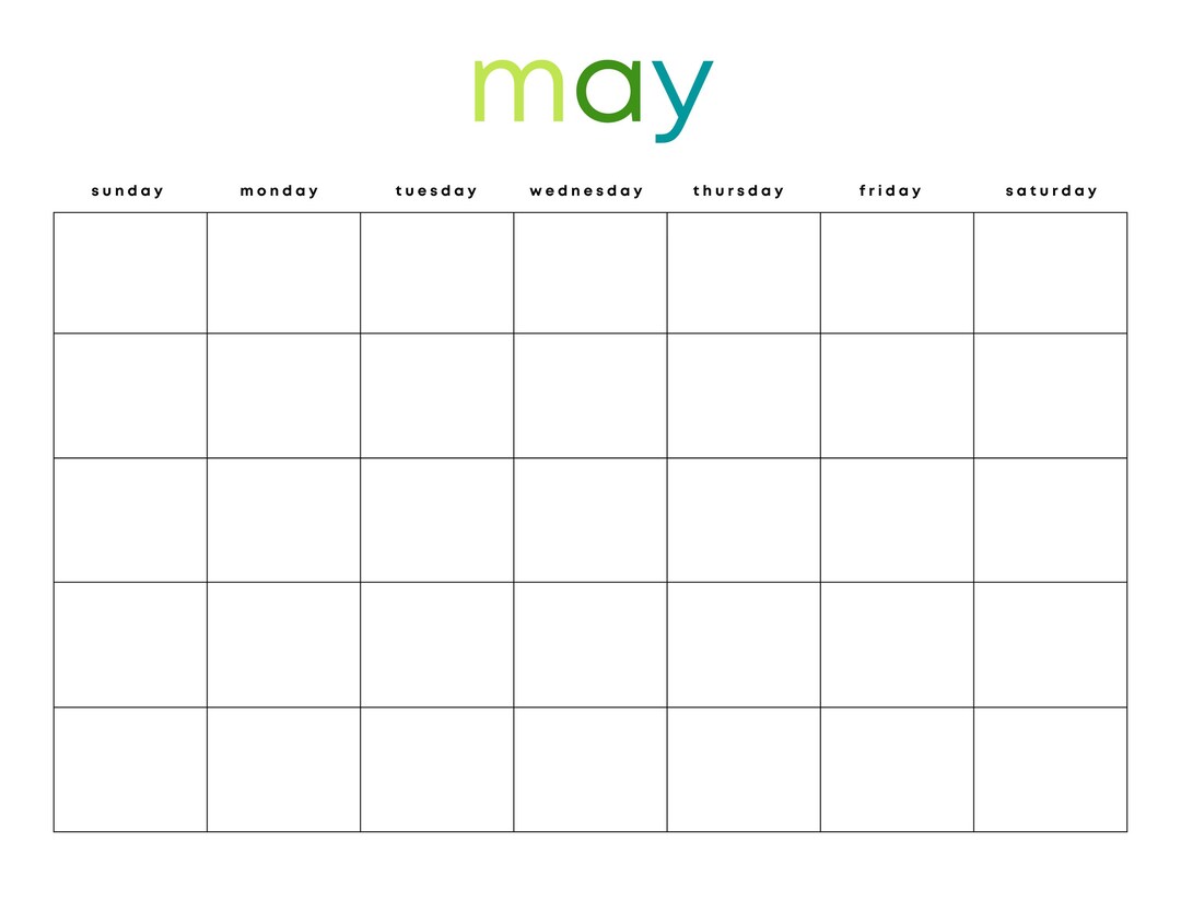 Undated May Rainbow Calendar Printable: Perpetual Planner (digital ...