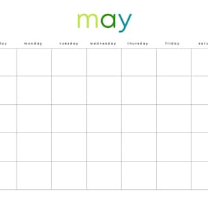 Undated May Rainbow Calendar Printable: Perpetual Planner (digital ...