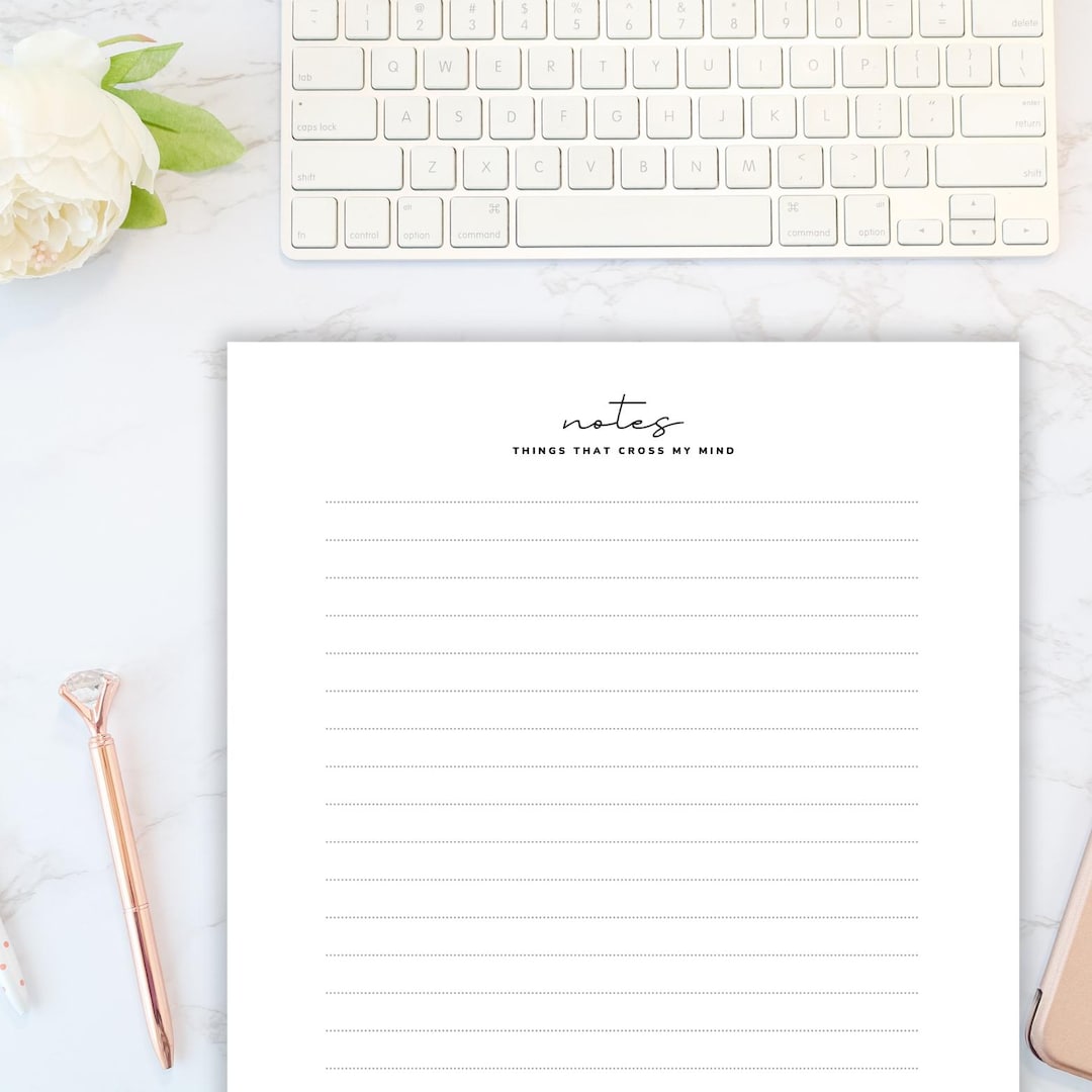 Notes Writing Paper PDF | Lined Stationery | Brain Dump Instant ...