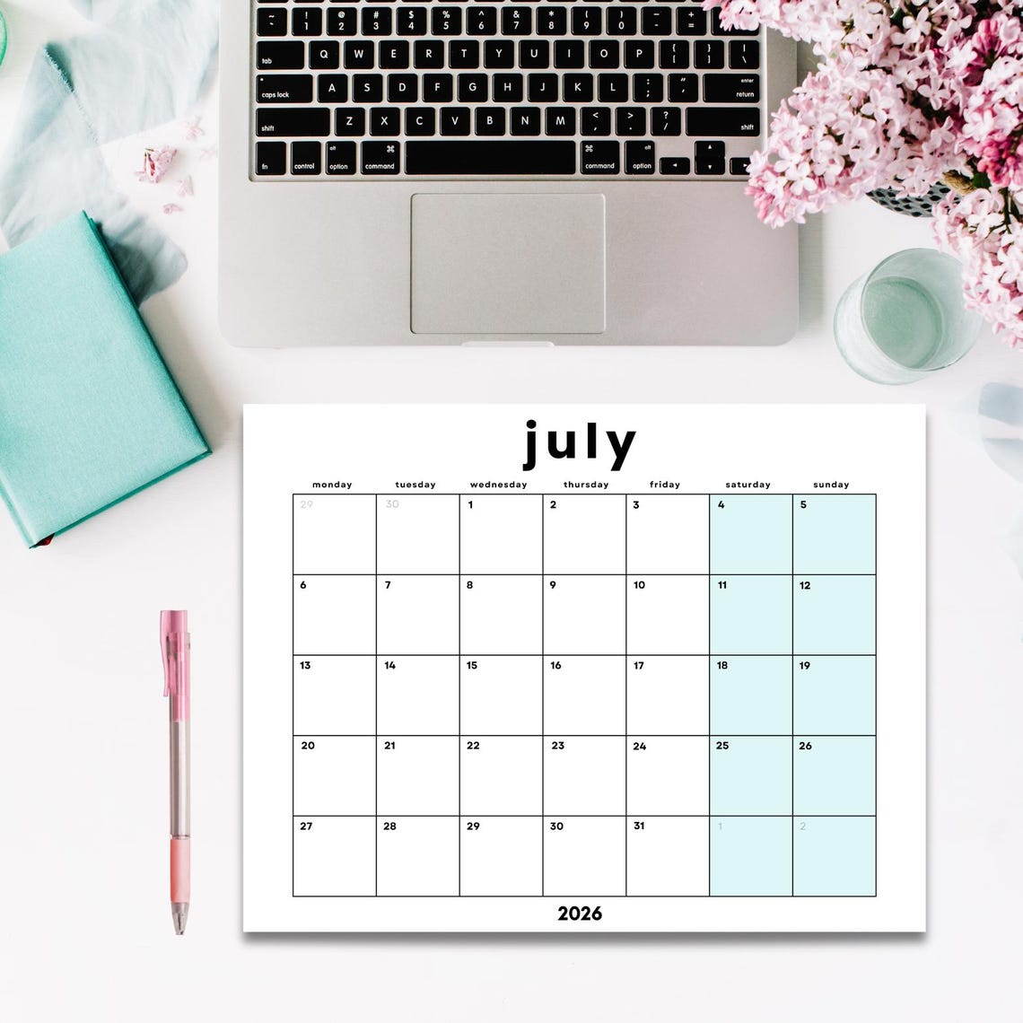 2026 Minimalist Calendar Printable: Colorblock Monthly Planner (PDF ...