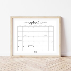2026 Minimalist Cursive Calendar Printable: Monthly Planner W/us ...