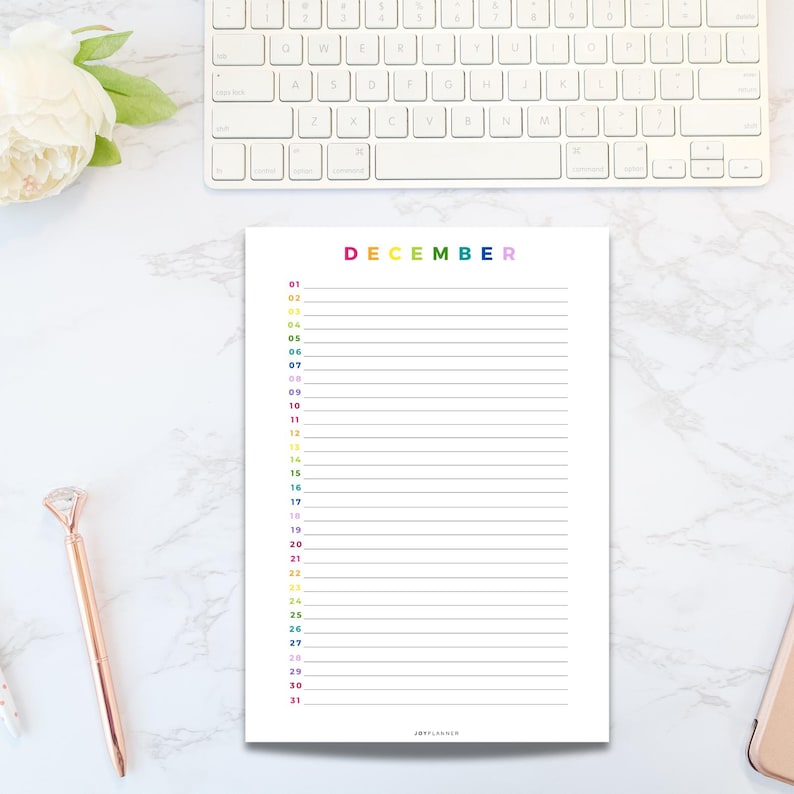 Rainbow Monthly Calendar Printable PDF| Instant Digital Download | List ...