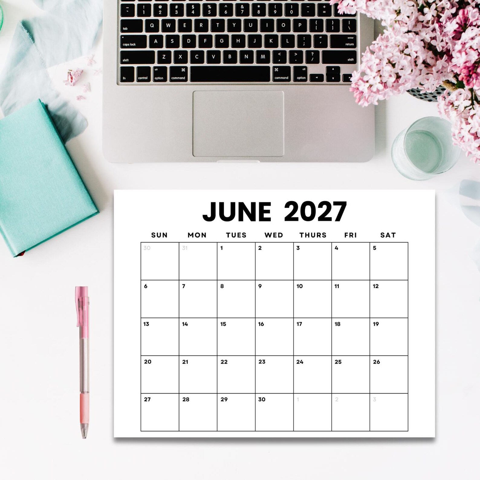 2027 Monthly Minimalist Calendar Printable (sunday, Monday Start) (PDF ...