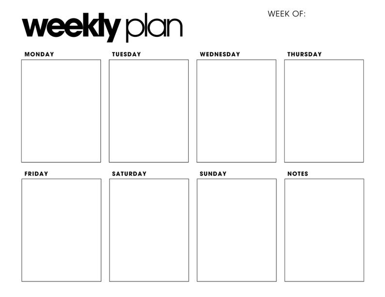 Minimalist Weekly Planner Printable PDF| Instant Digital Download ...
