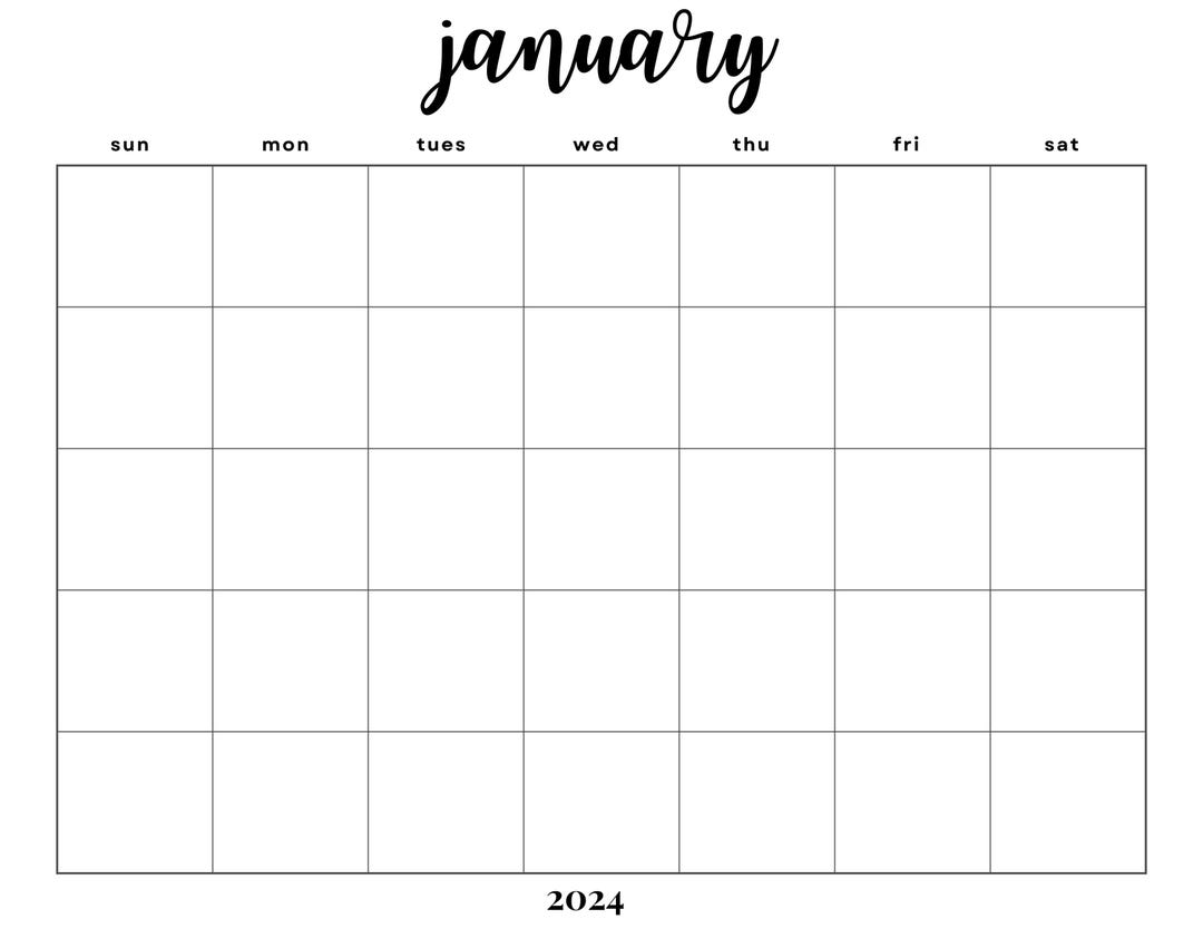 January Calendar Printable | Minimalist Undated Monthly Planner ...