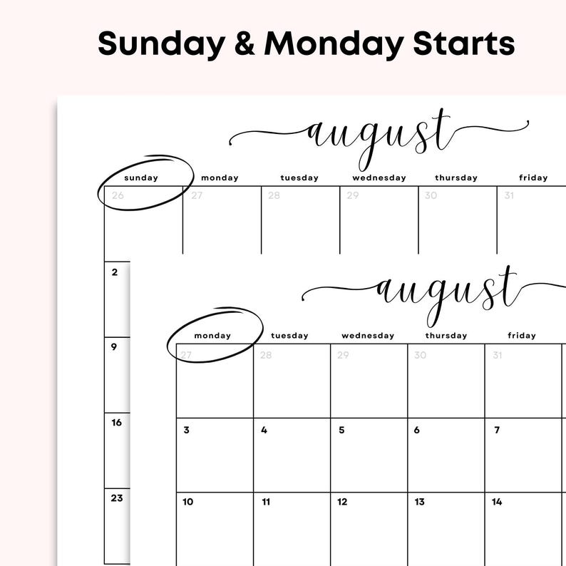 August 2026 Minimalist Calendar Printable (letter PDF) | Sunday ...