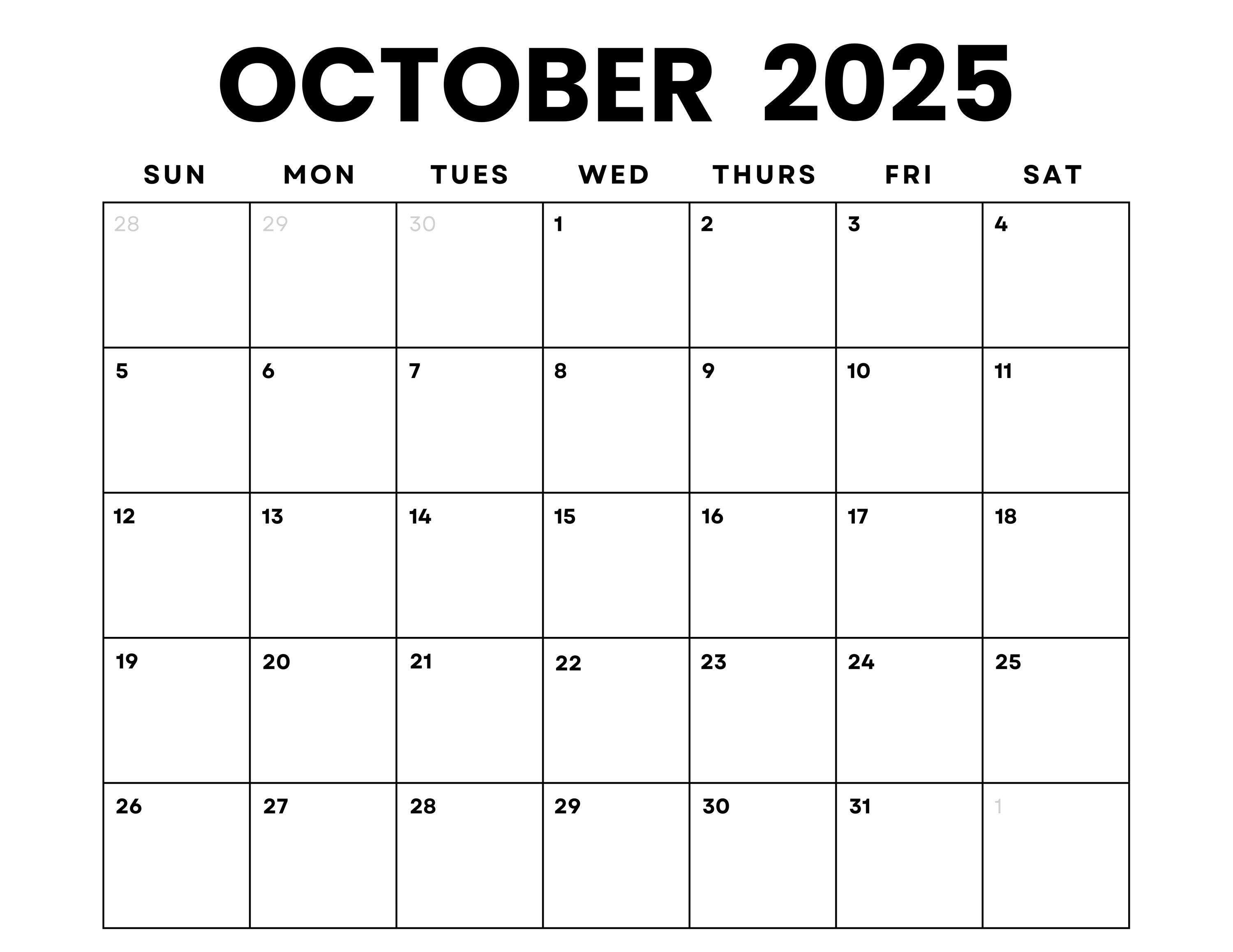 Dated October 2025 Minimalist Monthly Calendar Printable PDF| Instant ...