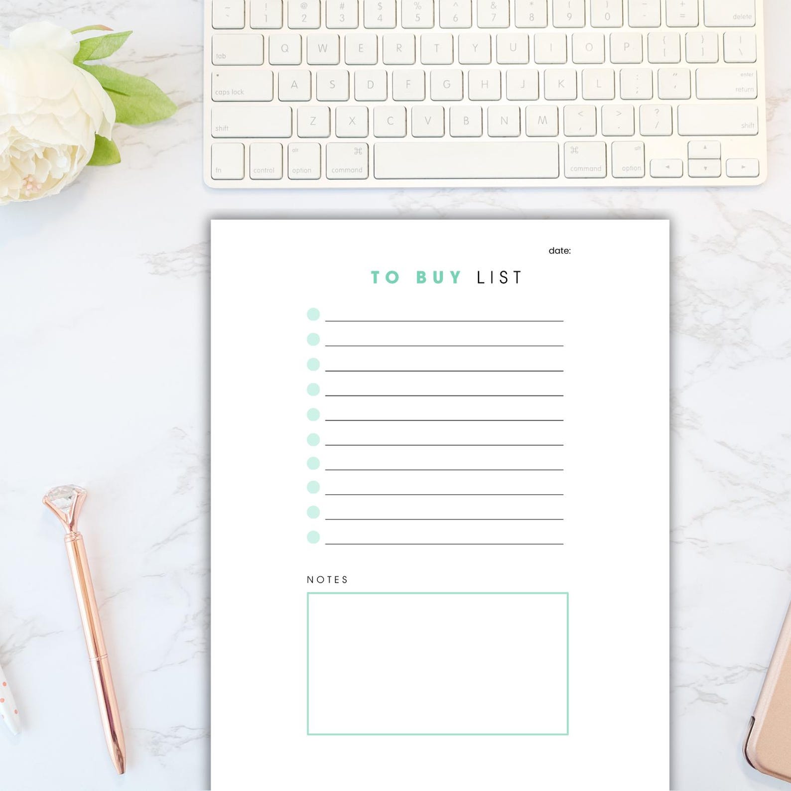 Minimalist To-buy List Printable | Shopping List Template (digital ...