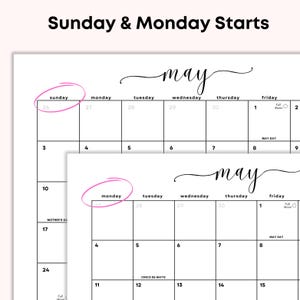 May 2026 Monthly Calendar: Minimalist Cursive Landscape Planner ...