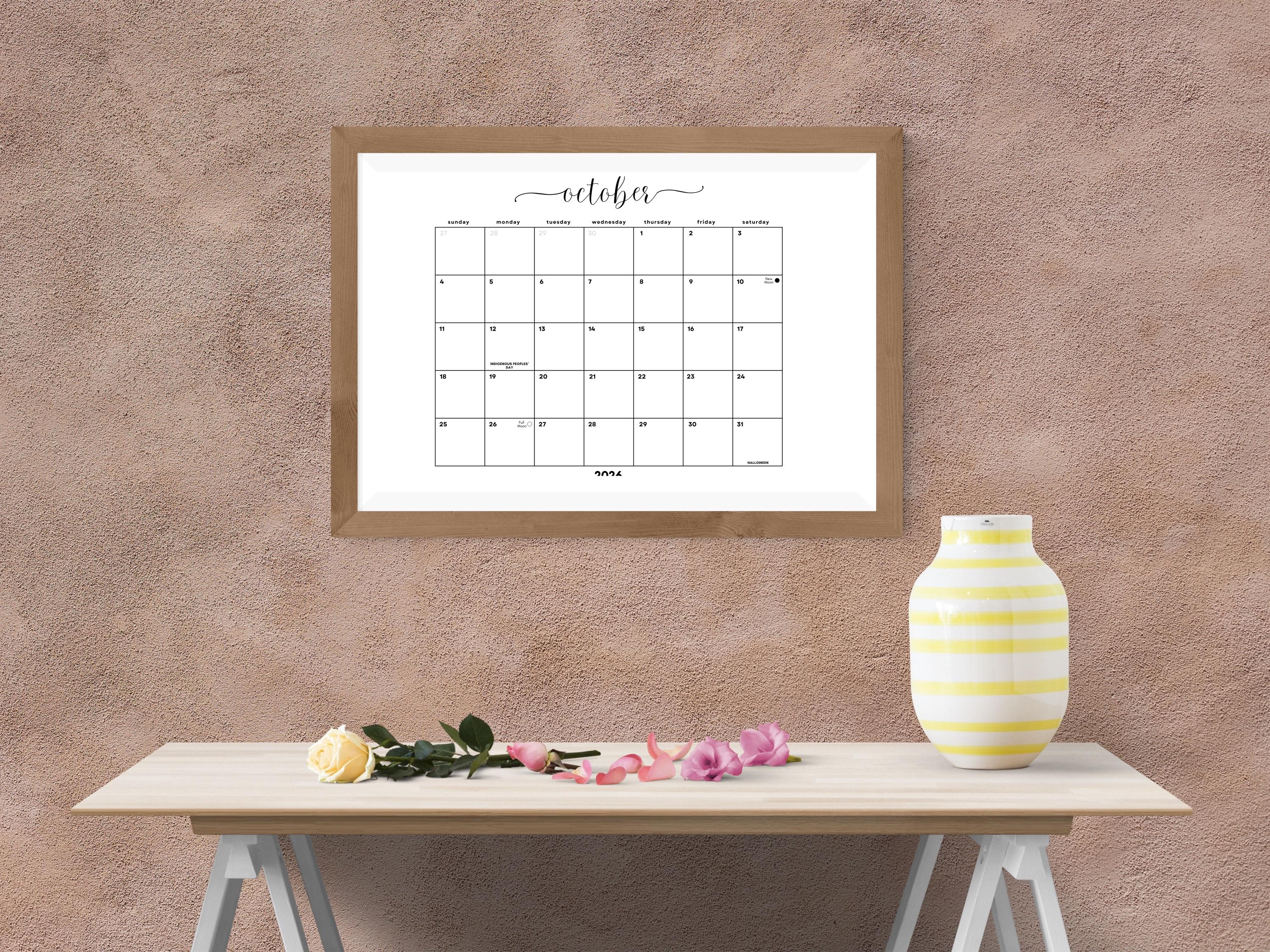 2026 Minimalist Cursive Calendar Printable: Monthly Planner W/us ...