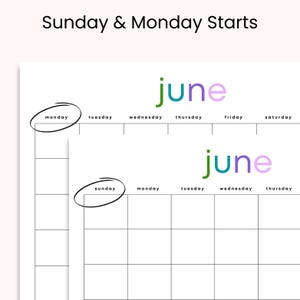 Undated June Rainbow Calendar Printable PDF| Digital Perpetual May 2025 ...