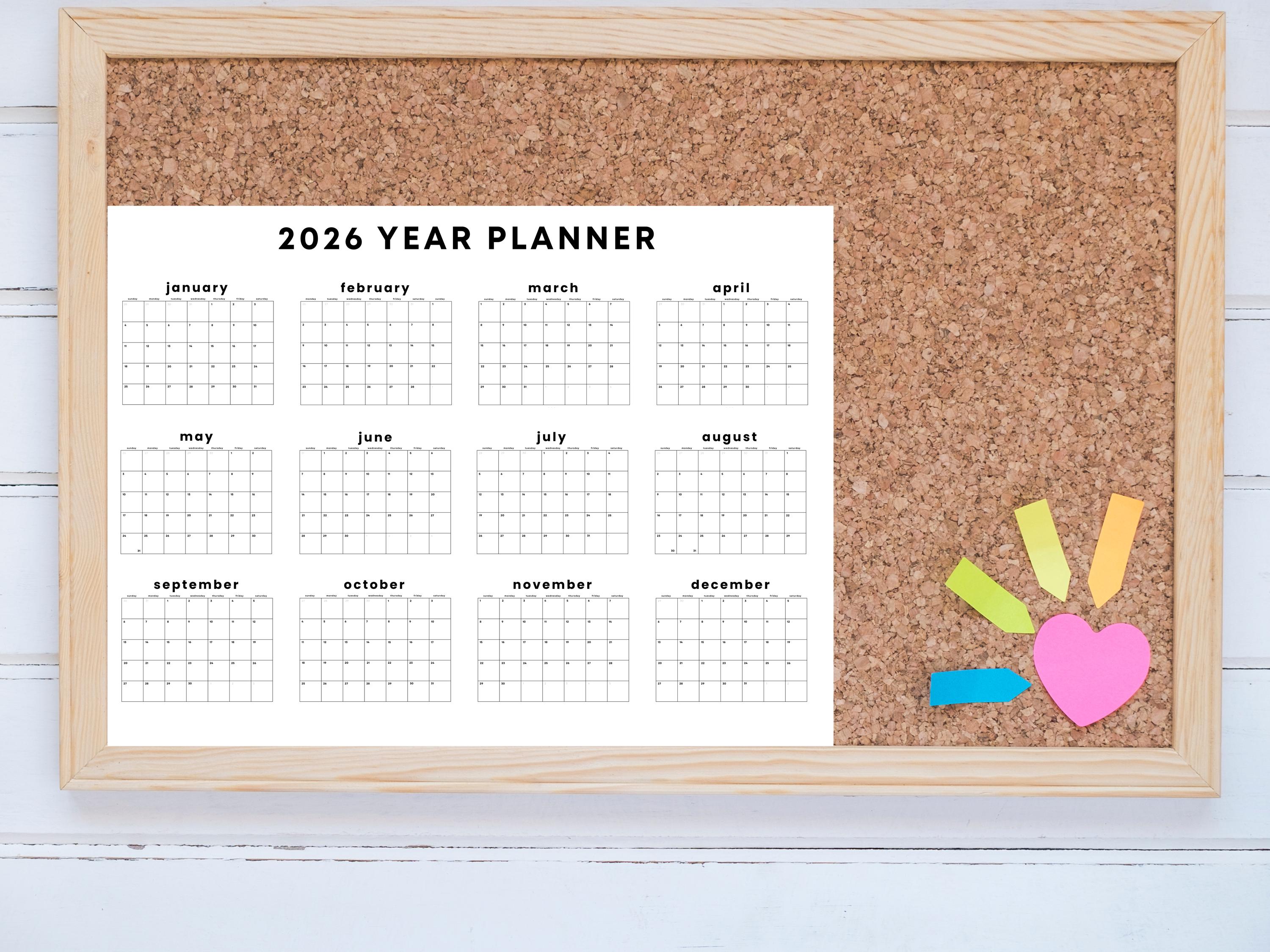 Minimalist Large Wall 2026 Yearly Calendar: Landscape Planner ...