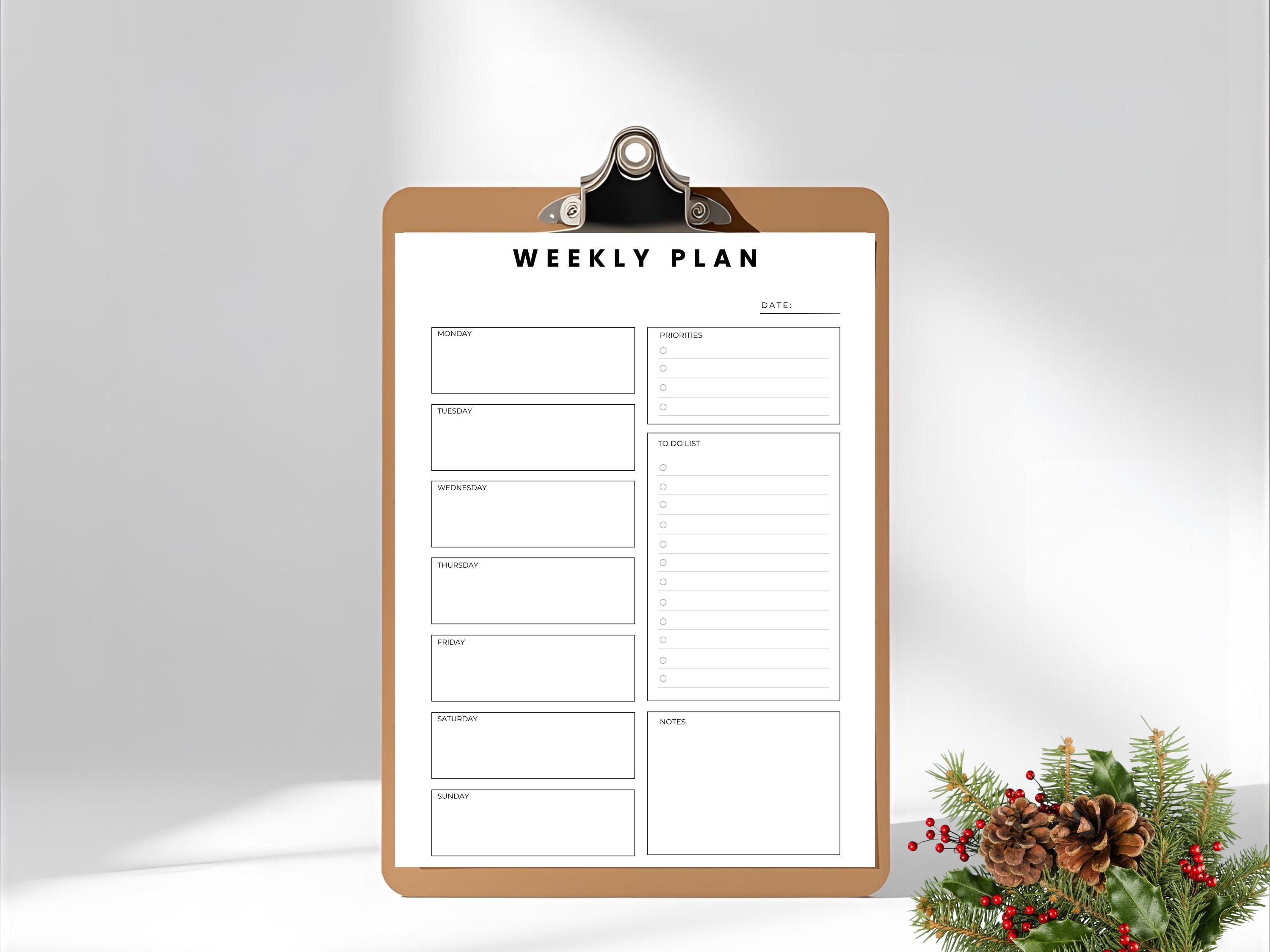Minimalist Weekly Planner Printable | Brain Dump, To-do List (PDF) - Etsy