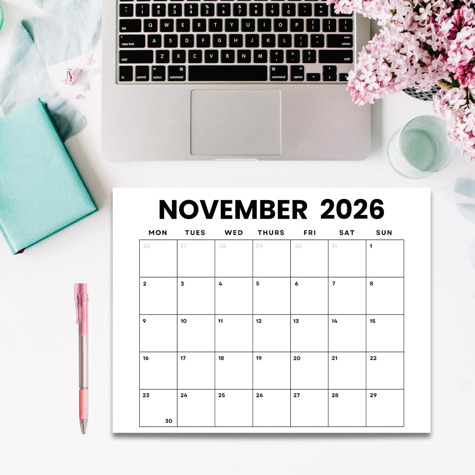 November 2026 Calendar Printable: Minimalist Monthly Planner (digital ...