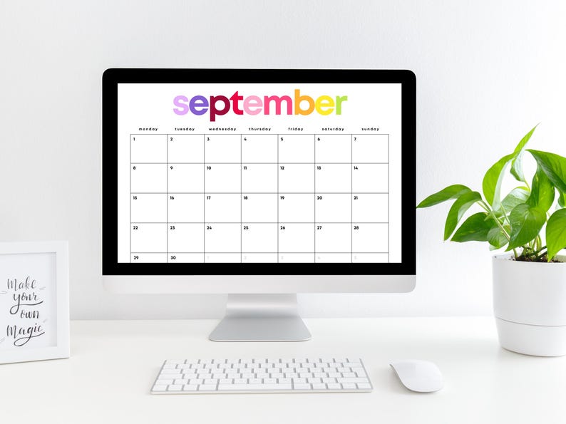 September 2025 Rainbow Calendar Printable: Minimalist Monthly Planner ...
