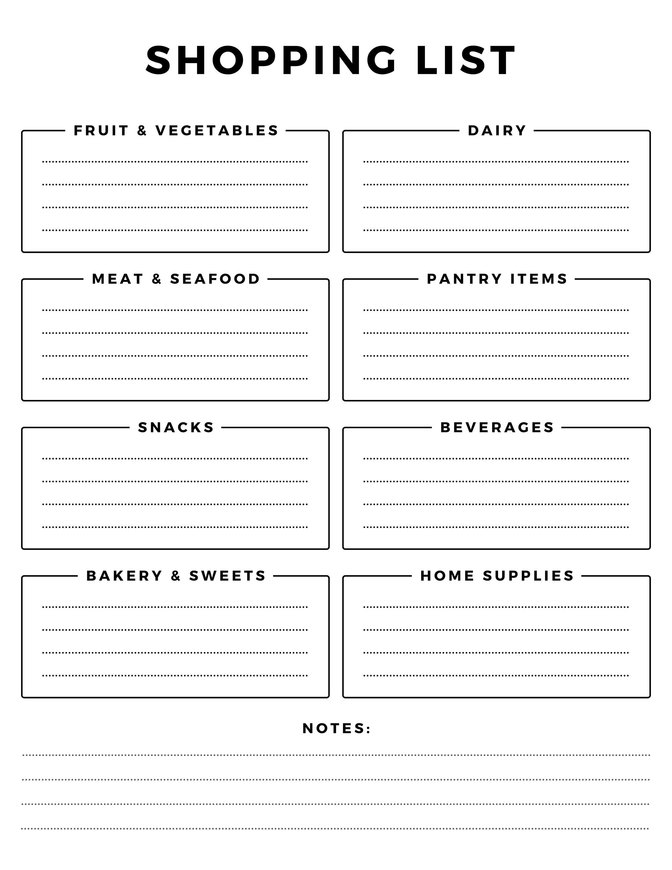 Shopping List Digital Download | Minimalist Printable PDF| Instant ...