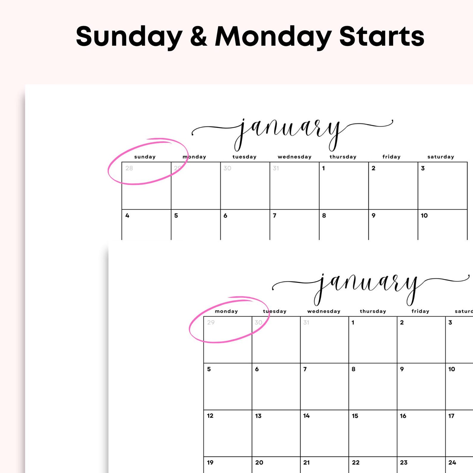 2026 Minimalist Calendar Printable: Cursive Monthly Planner (PDF ...