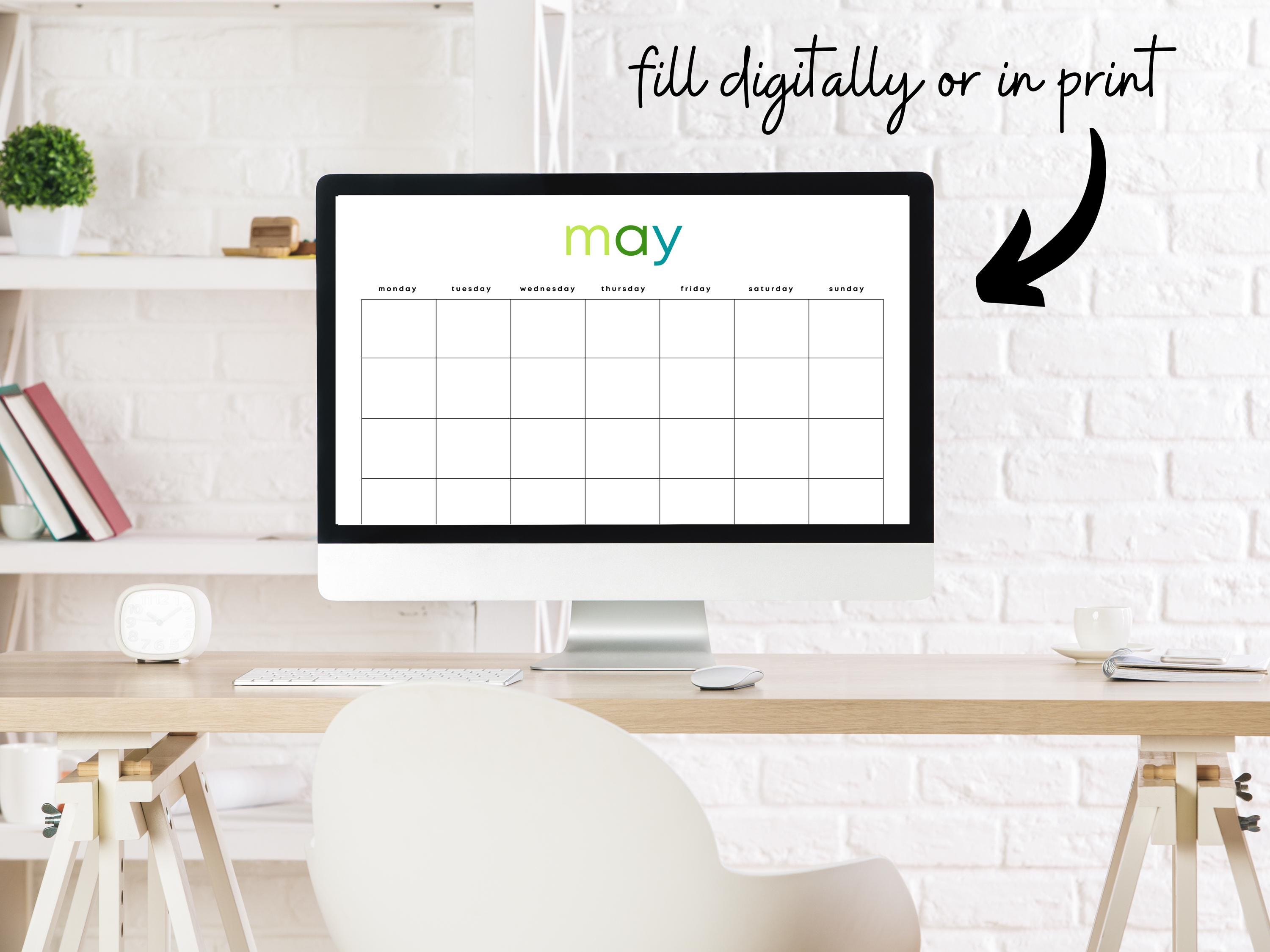 Undated May Rainbow Calendar Printable: Perpetual Planner (digital ...
