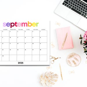 September 2025 Rainbow Calendar Printable: Minimalist Monthly Planner ...