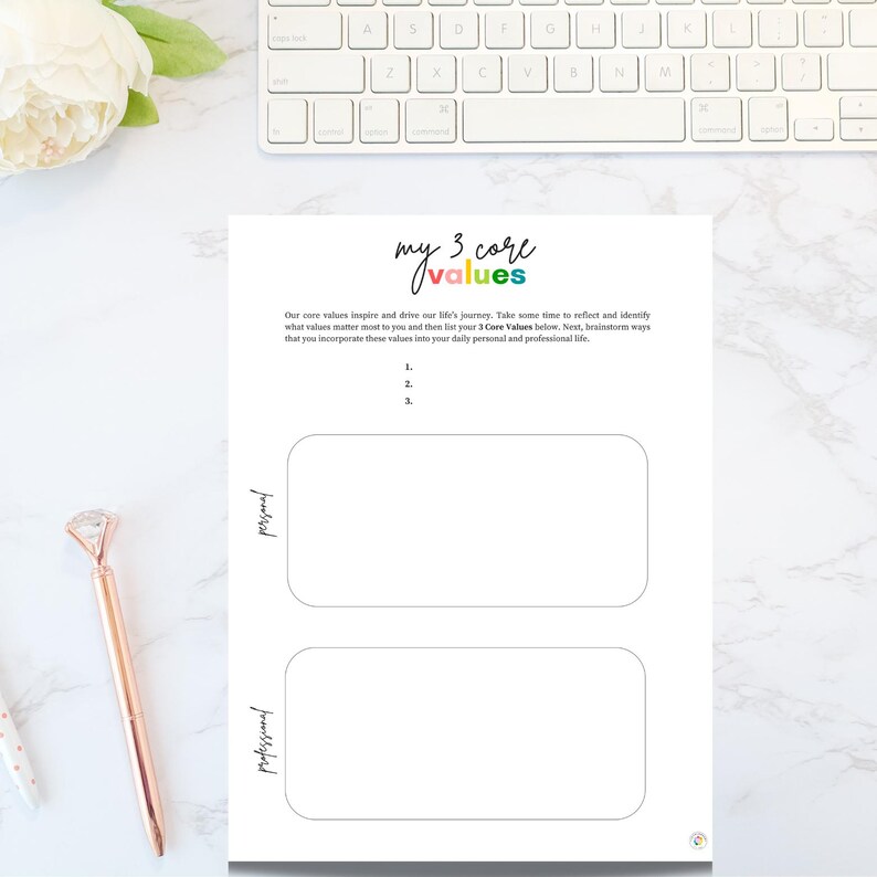 Core Values Worksheet | Self Reflection, Goal Setting (digital Download ...